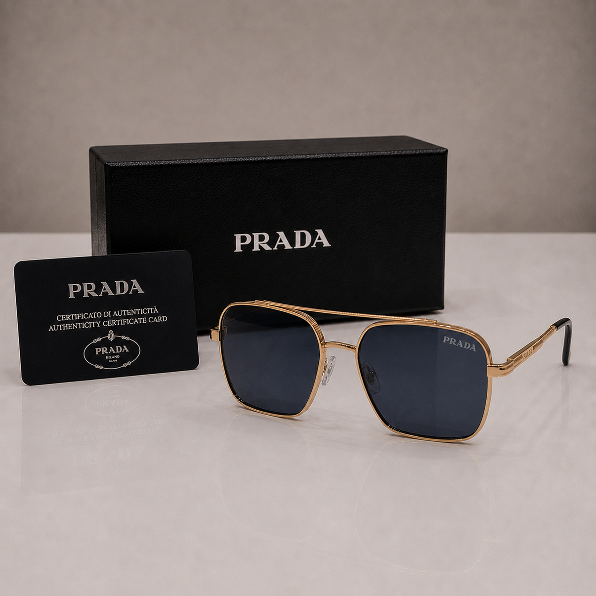 Prada Gold Square Gradient Sunglasses – Glame Cart